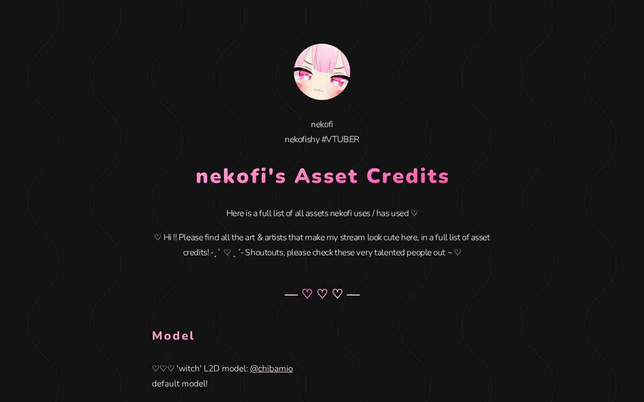 nekofi's asset credits